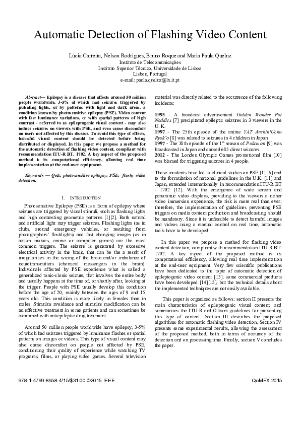 (PDF) Automatic detection of flashing video content
