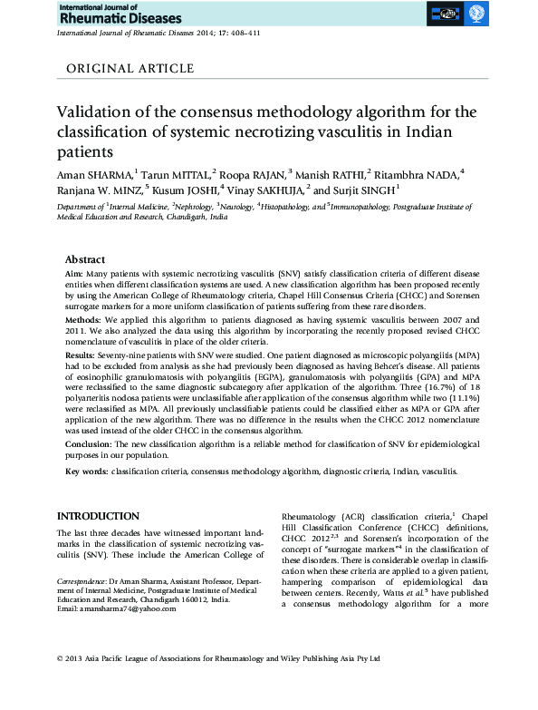 (PDF) Validation of the consensus methodology algorithm for the ...