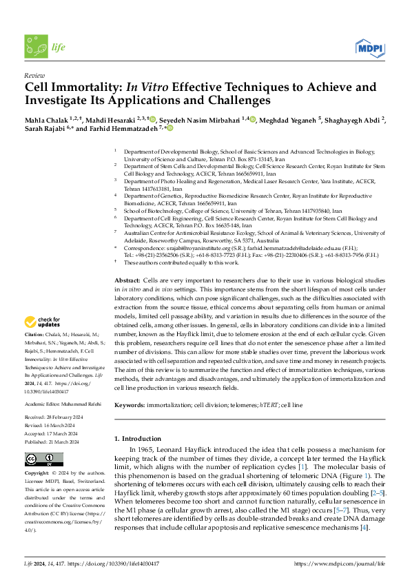 (PDF) Cell Immortality: In Vitro Effective Techniques to Achieve and ...