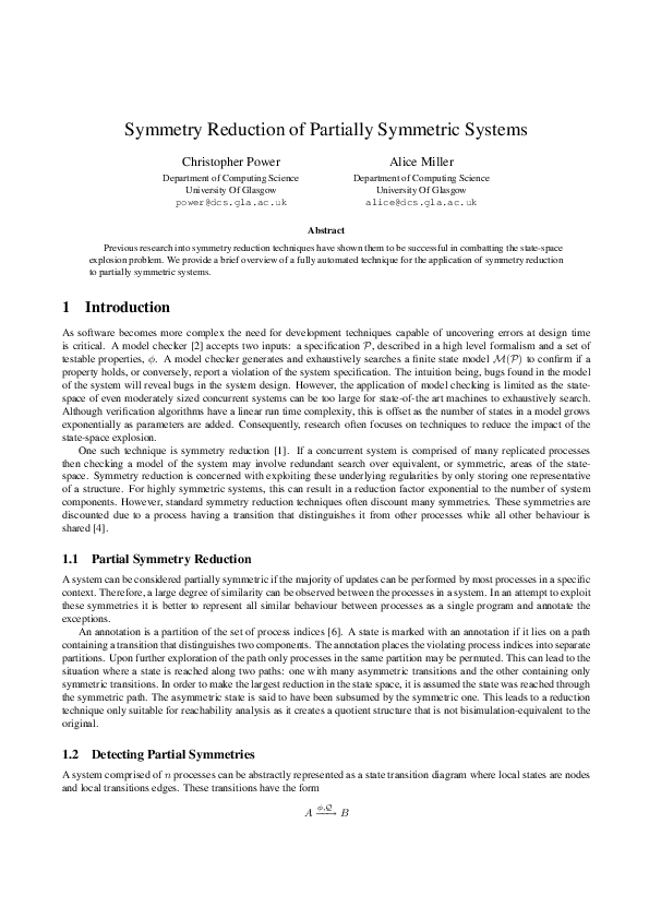 (PDF) Symmetry reduction of partially symmetric systems