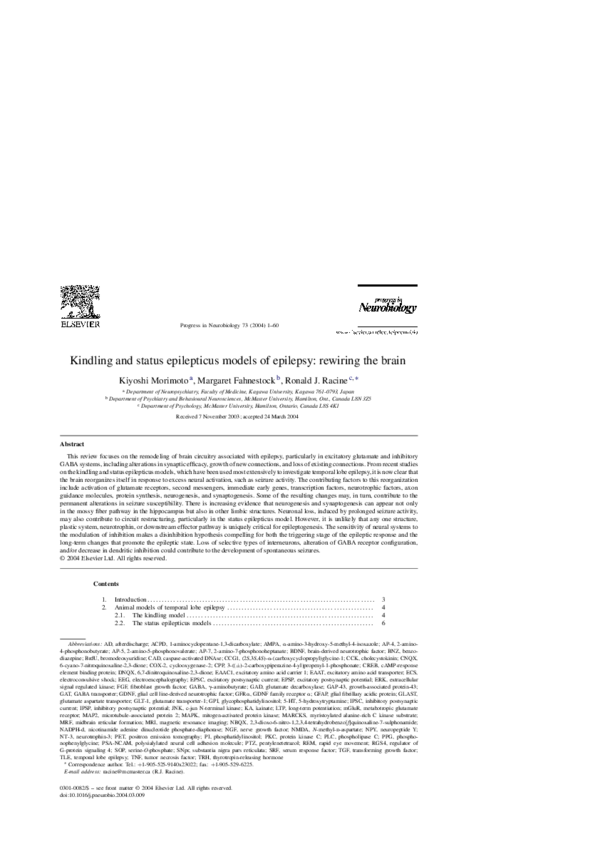 (PDF) Kindling and status epilepticus models of epilepsy: rewiring the ...