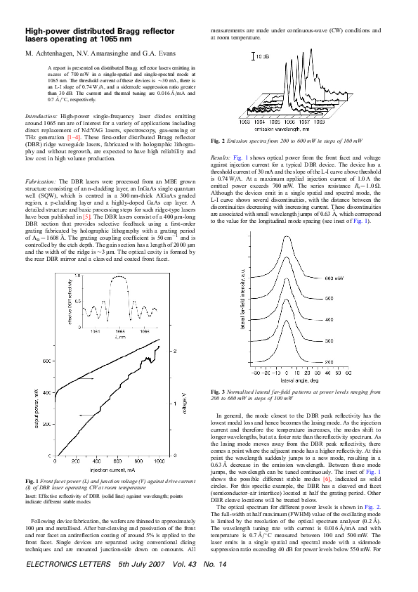 (PDF) High-power distributed Bragg reflector lasers for green-light ...