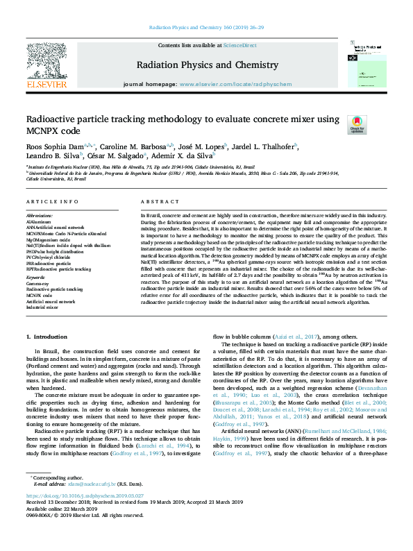 (PDF) Radioactive particle tracking methodology to evaluate concrete mixer using MCNPX code