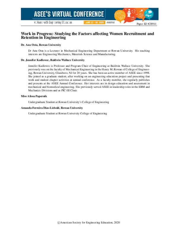 (PDF) Work in Progress: Studying the Factors Affecting Women ...