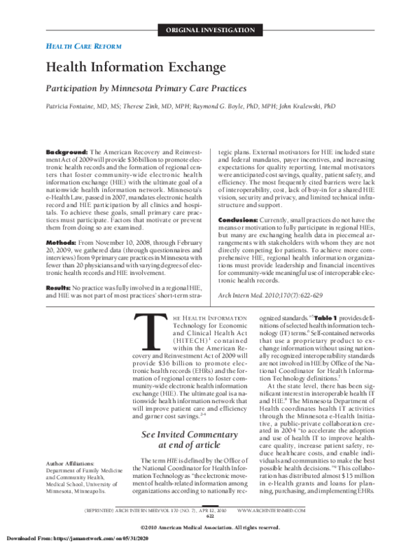 (PDF) Health Information Exchange