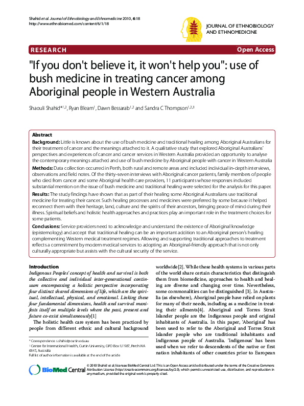 (PDF) bush medicine in treating cancer among Aboriginal people in ...
