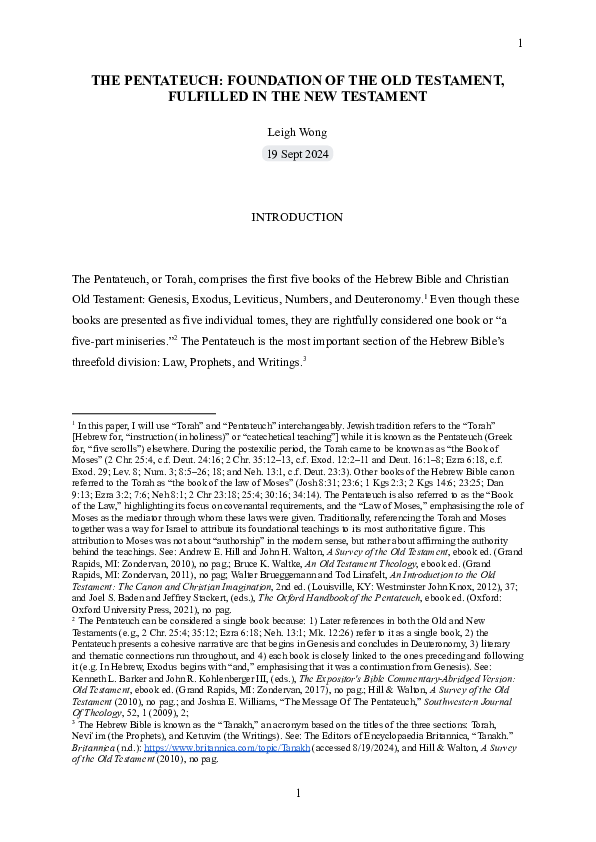 (PDF) The Pentateuch: Foundation Of The Old Testament, Fulfilled In The ...