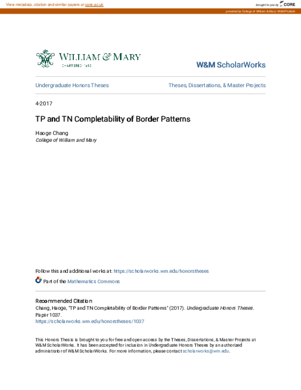 (PDF) TP and TN Completability of Border Patterns