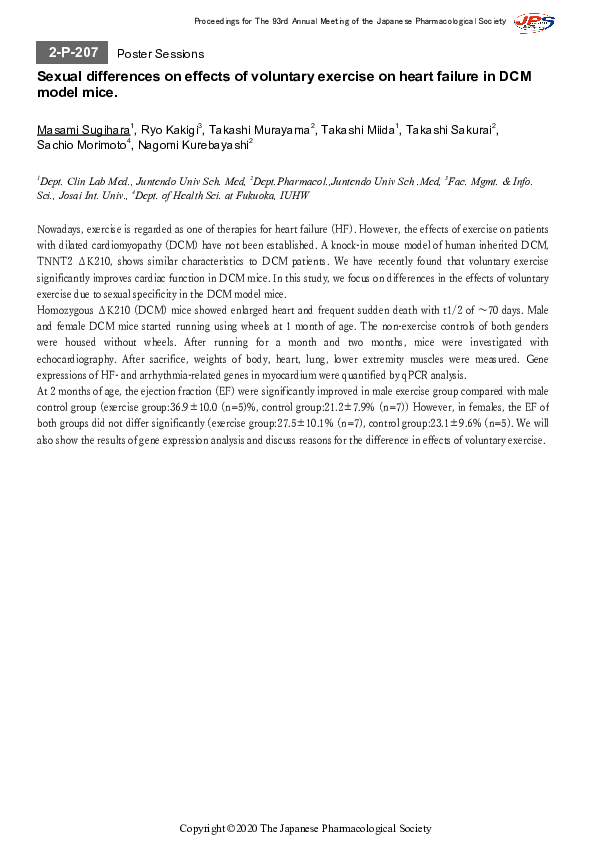 (PDF) Sexual differences on effects of voluntary exercise on heart ...