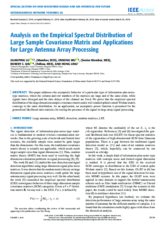 (PDF) Analysis on the Empirical Spectral Distribution of Large Sample Covariance Matrix and ...