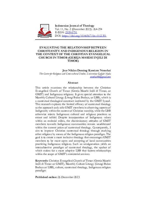(PDF) Evaluating the Relationship between Christianity and Indigenous ...