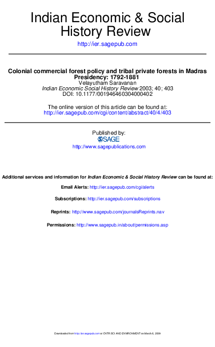(PDF) Presidency : 1792-1881 Colonial commercial forest policy and ...