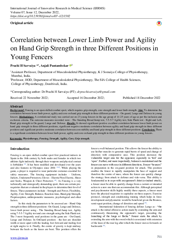 (PDF) Lower Limb Power and Grip Strength in Fencing