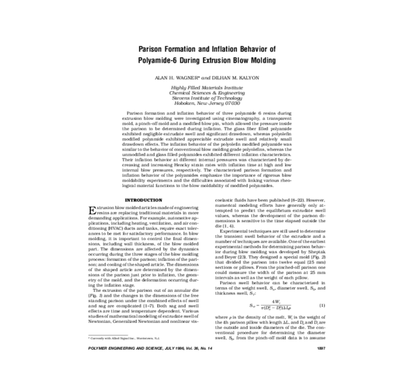 (PDF) Parison formation and inflation behavior of polyamide-6 during ...