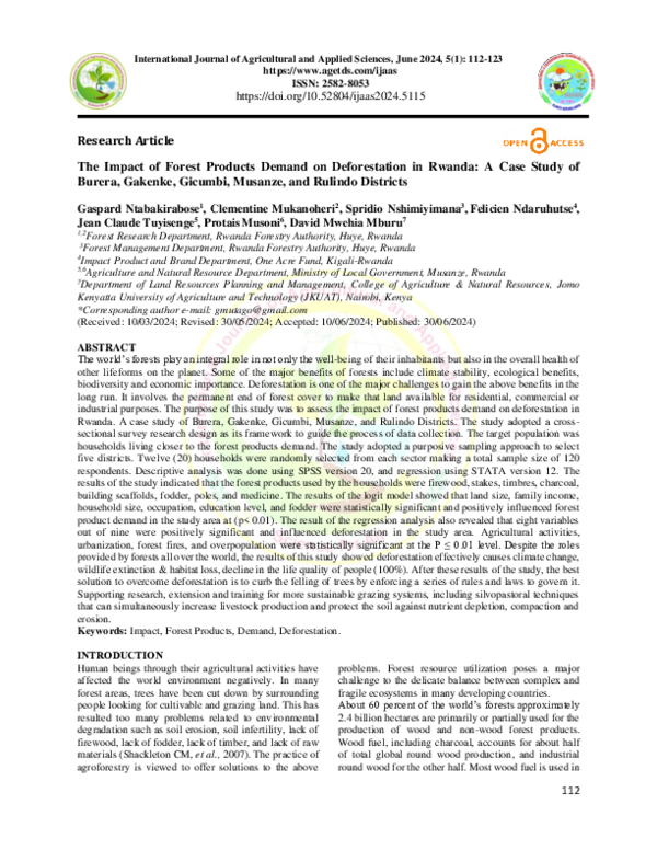 (PDF) The Impact of Forest Products Demand on Deforestation in Rwanda ...