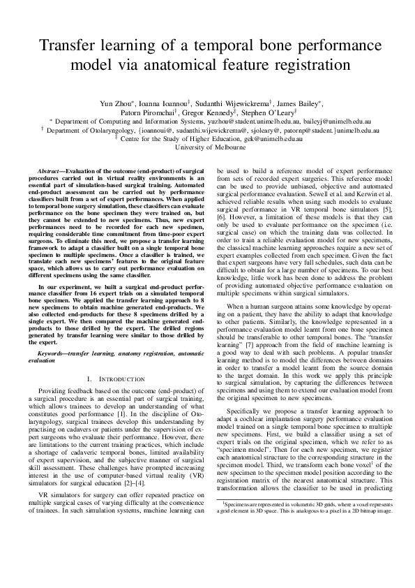 (PDF) Transfer Learning of a Temporal Bone Performance Model via ...