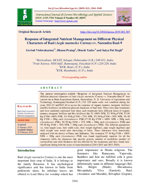 (PDF) Response of Integrated Nutrient Management on Different Physical ...