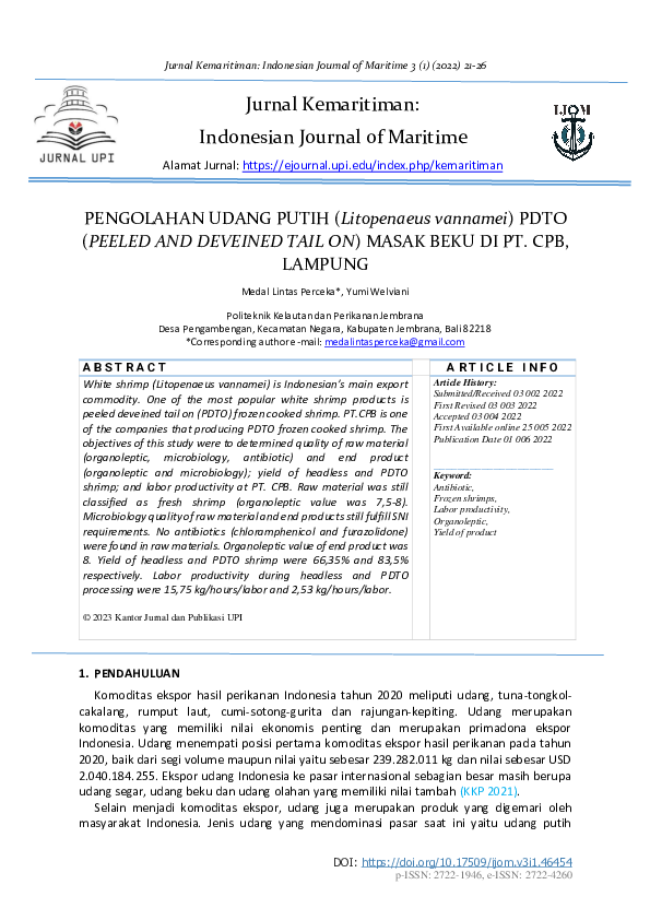 (PDF) PENGOLAHAN UDANG PUTIH (Litopenaeus vannamei) PDTO (PEELED AND ...