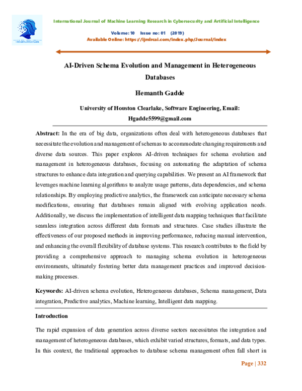 (PDF) AI-Driven Schema Evolution and Management in Heterogeneous Databases