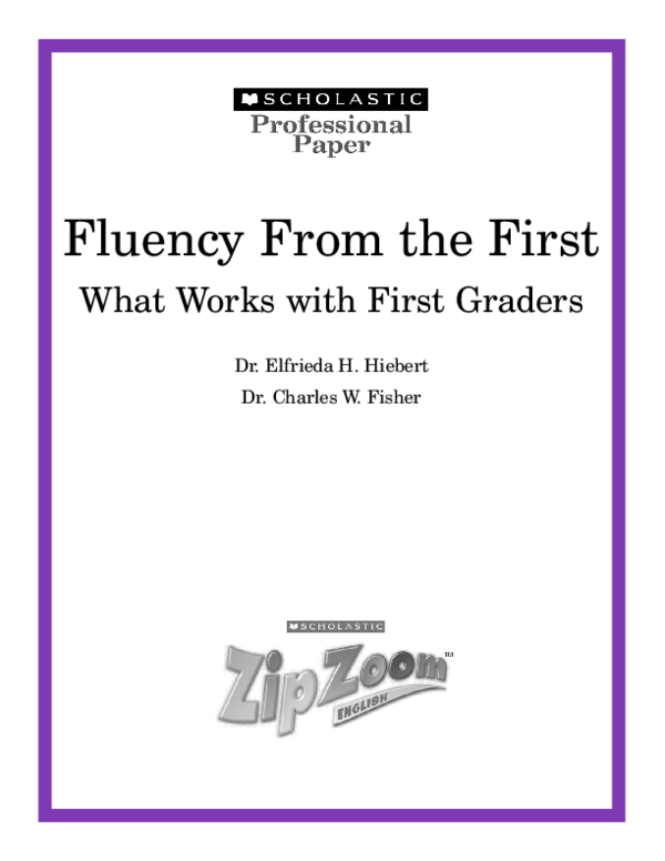 (PDF) Fluency From the First What Works with First Graders