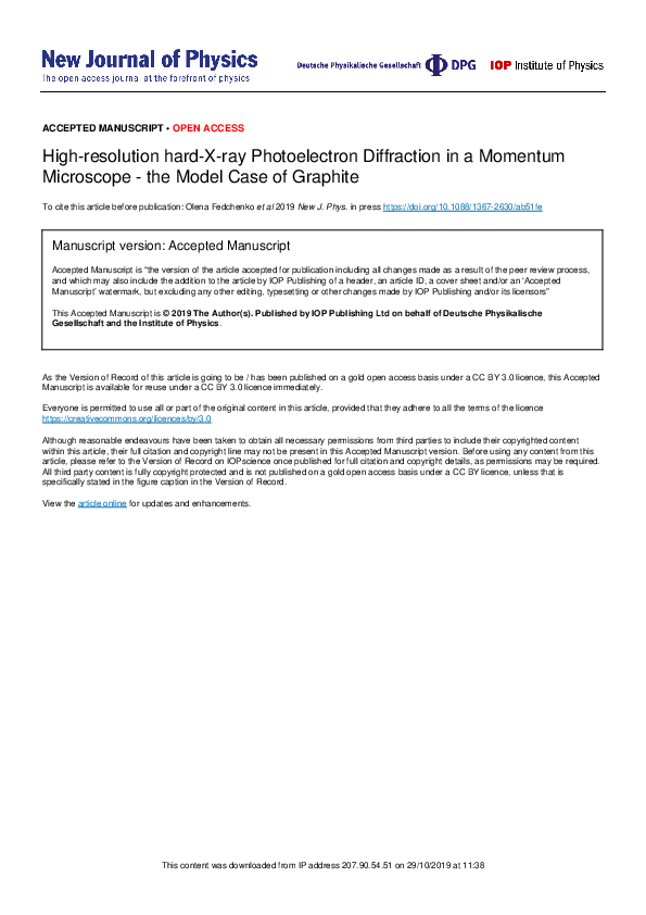 (PDF) High-resolution hard-x-ray photoelectron diffraction in a momentum microscope—the model ...
