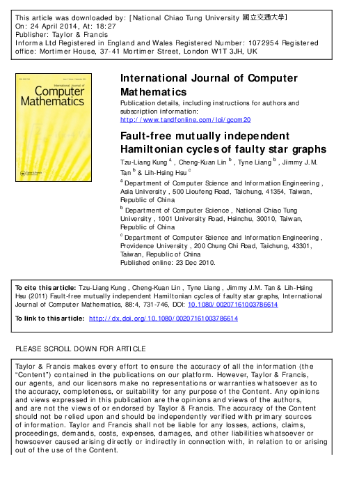 (PDF) Fault-free mutually independent Hamiltonian cycles of faulty star ...