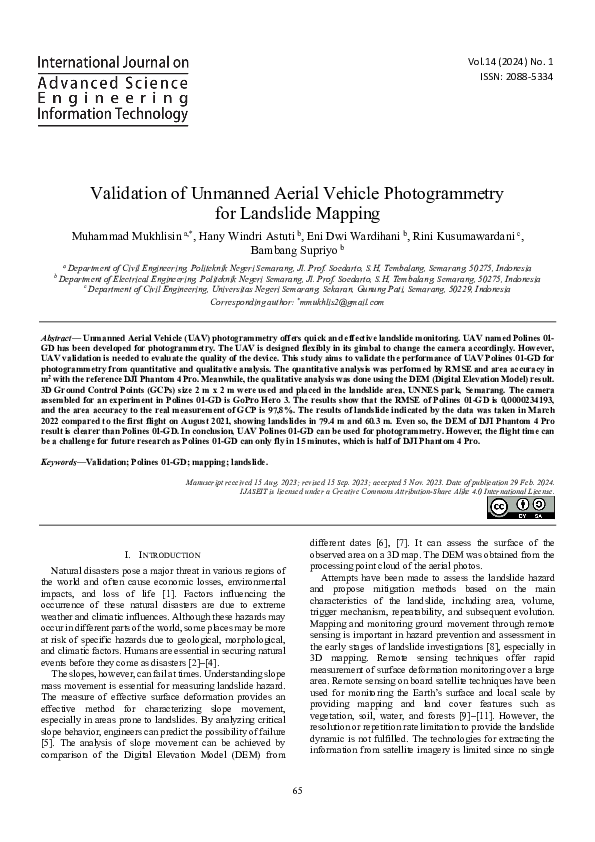 (PDF) Validation of Unmanned Aerial Vehicle Photogrammetry for Landslide Mapping