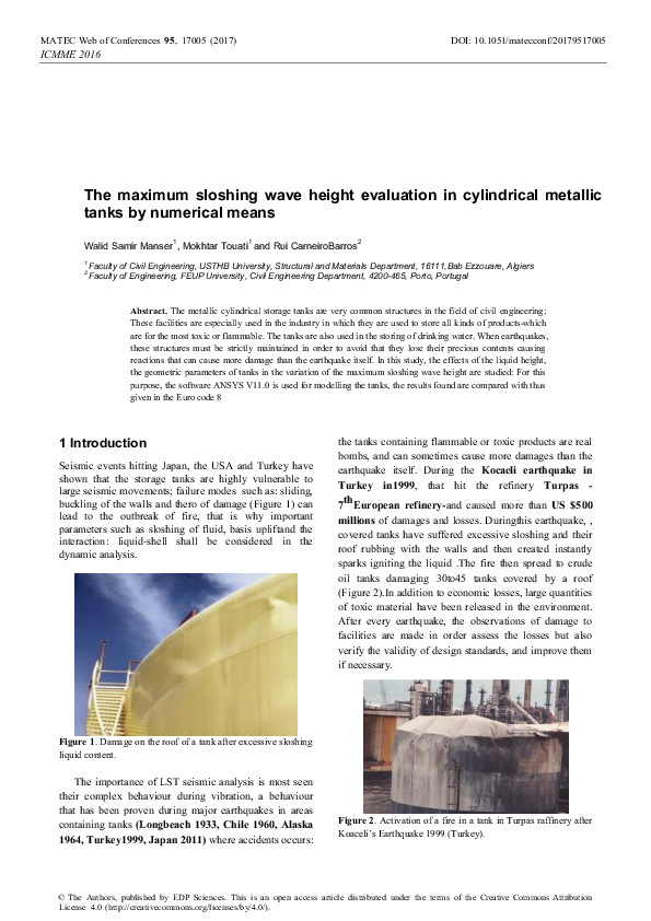 (PDF) The maximum sloshing wave height evaluation in cylindrical ...