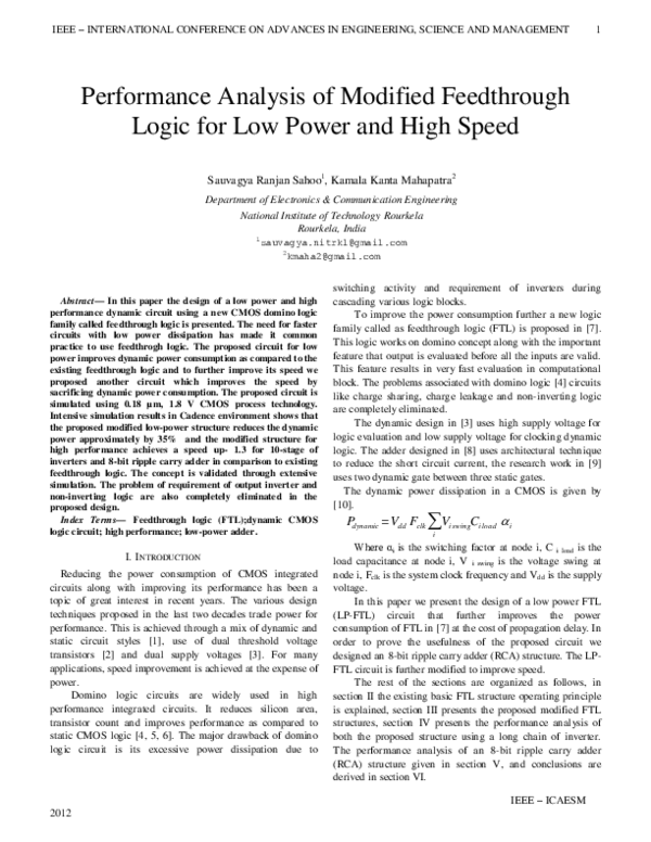 (PDF) Performance analysis of modified feedthrough logic for low power ...