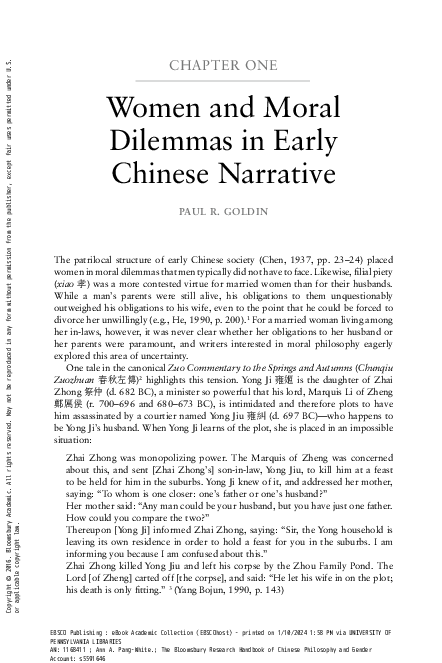 (PDF) Women and Moral Dilemmas in Early Chinese Narrative