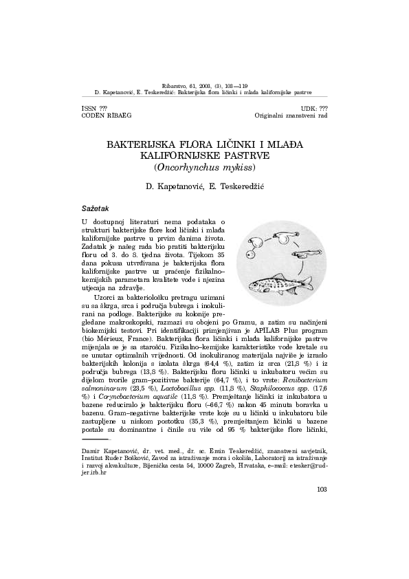 (PDF) Bacterial flora of rainbow trout larvae and fry (Oncorhynchus ...