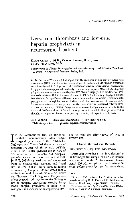 (PDF) Deep vein thrombosis and low-dose heparin prophylaxis in ...