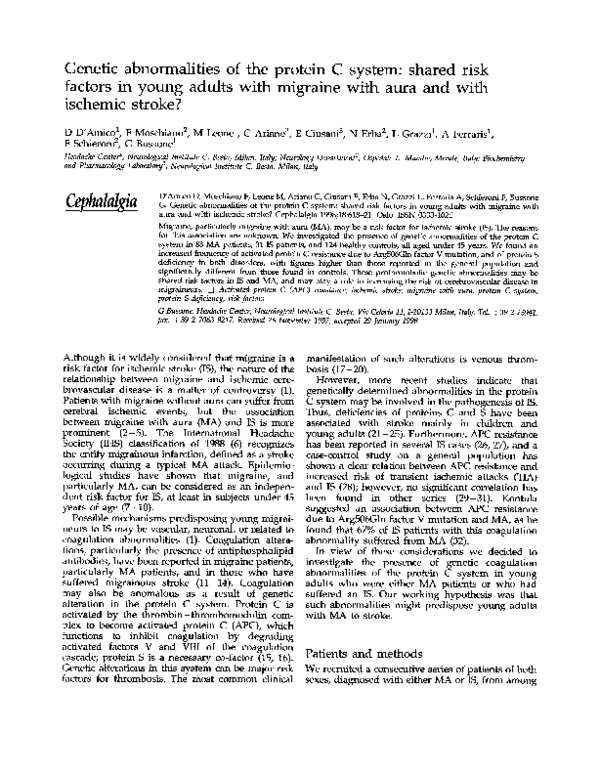 (PDF) Genetic abnormalities of the protein C system: shared risk ...