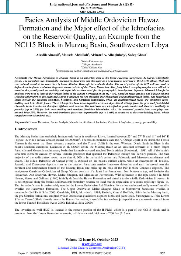 (PDF) Facies Analysis of Middle Ordovician Hawaz Formation and the ...