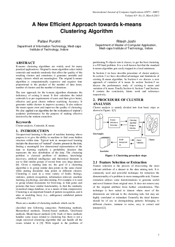 (PDF) A New Efficient Approach towards k-means Clustering Algorithm