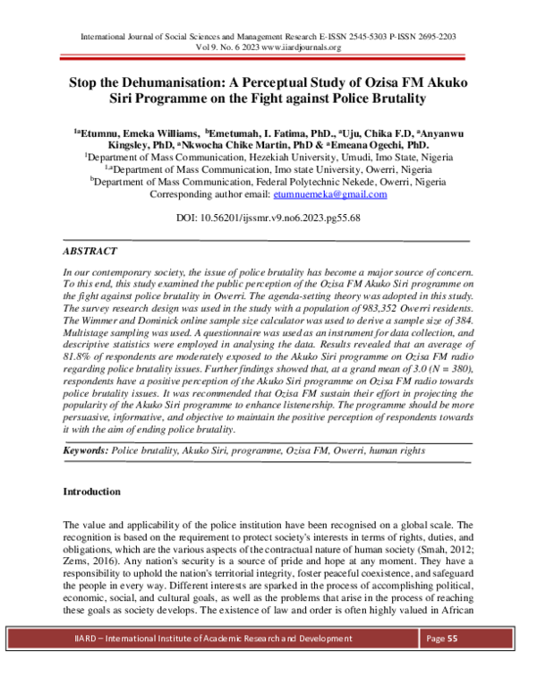 (PDF) Stop the Dehumanisation: A Perceptual Study of Ozisa FM Akuko ...