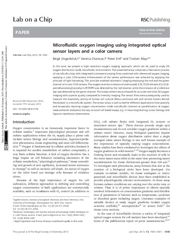 (PDF) Microfluidic oxygen imaging using integrated optical sensor ...