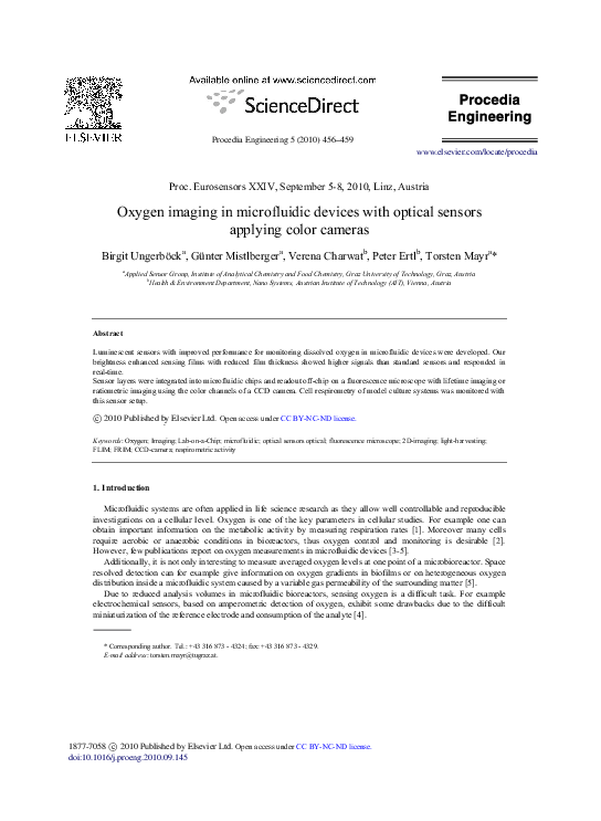 (PDF) Oxygen imaging in microfluidic devices with optical sensors applying color cameras