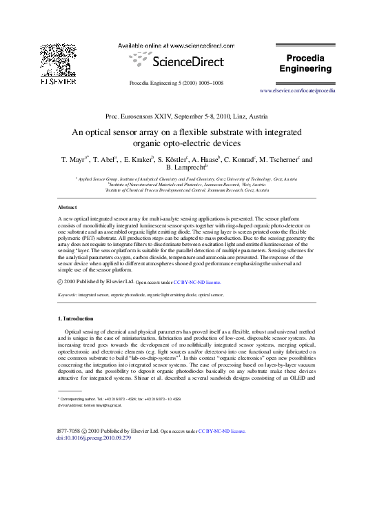 (PDF) An optical sensor array on a flexible substrate with integrated ...