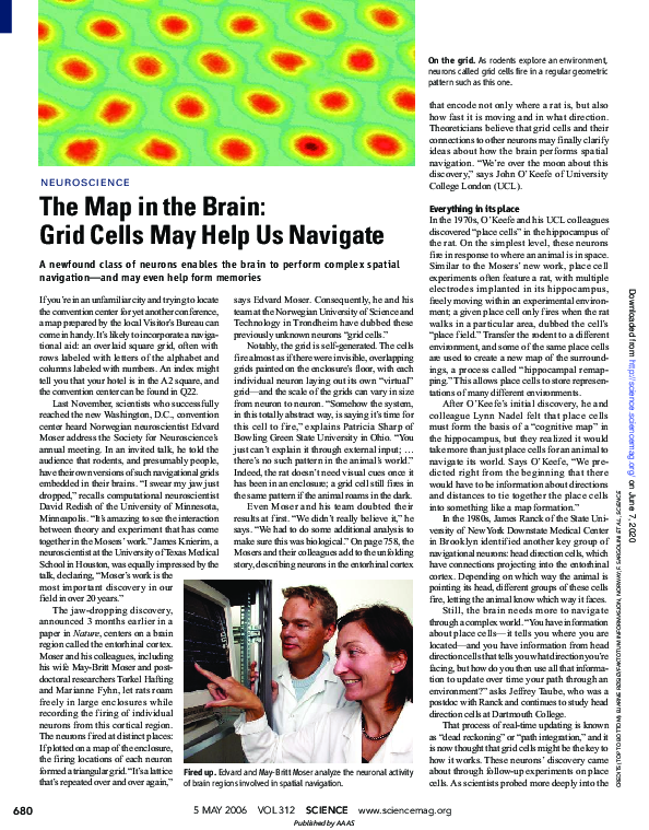 (PDF) The Map in the Brain: Grid Cells May Help Us Navigate