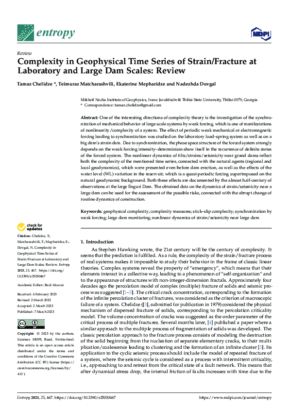 (PDF) Complexity in Geophysical Time Series of Strain/Fracture at ...