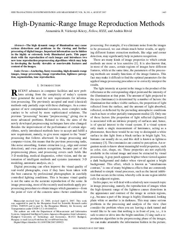 (PDF) High Dynamic Range Image Reproduction Methods