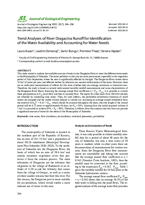 (PDF) Trend Analyses of River Dragacina Runoff for Identification of ...