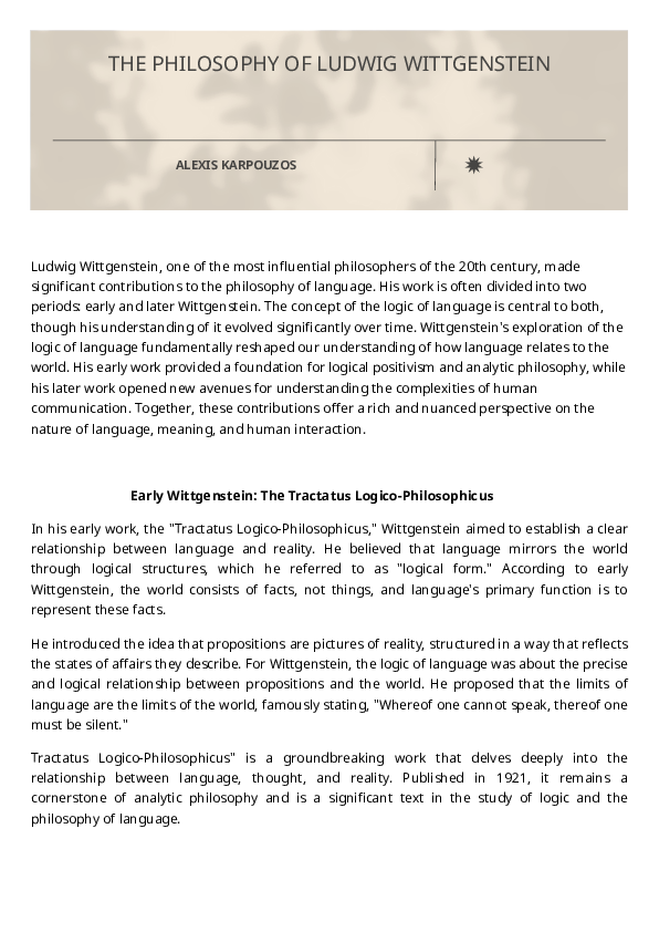 (PDF) THE PHILOSOPHY OF LUDWIG WITTGENSTEIN - ALEXIS KARPOUZOS