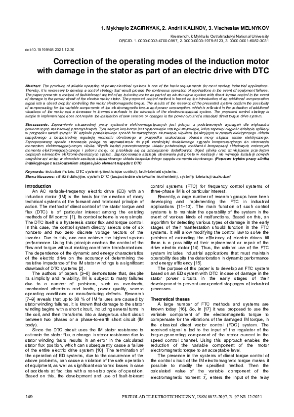 (PDF) Correction of the operating modes of the induction motor with ...