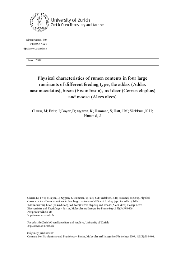(PDF) Physical characteristics of rumen contents in four large ...