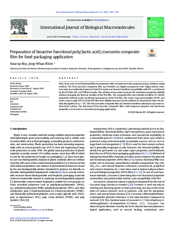 (PDF) Preparation of bioactive functional poly(lactic acid)/curcumin ...