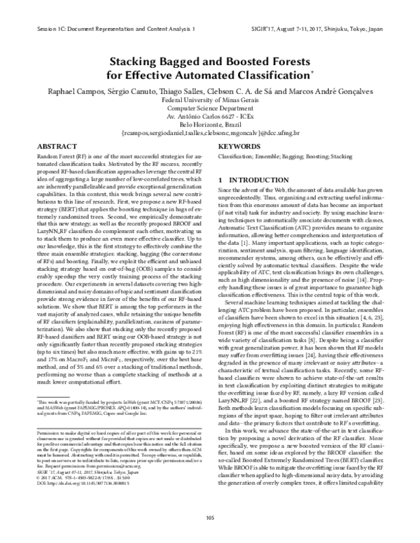 (PDF) Stacking Bagged and Boosted Forests for Effective Automated Classification