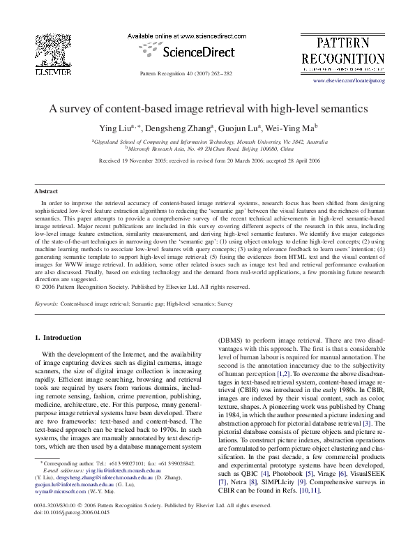 (PDF) A survey of content-based image retrieval with high-level semantics