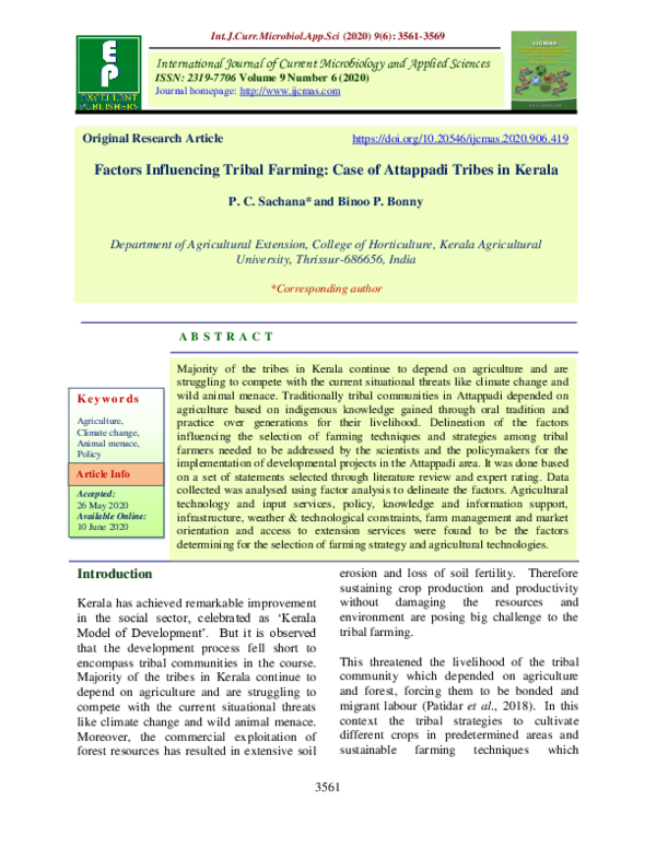 (PDF) Factors Influencing Tribal Farming: Case of Attappadi Tribes in ...
